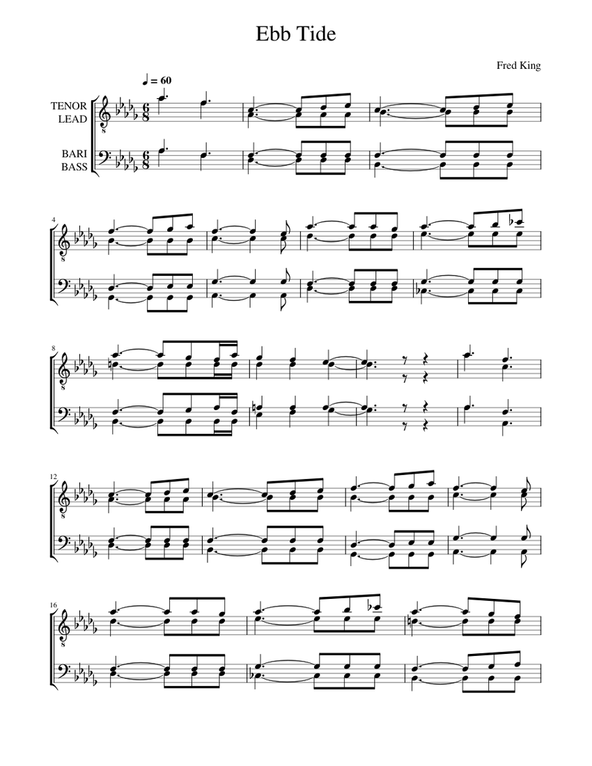 Ebb Tide Sheet Music for Tenor, Bass voice (Choral) | MuseScore.com