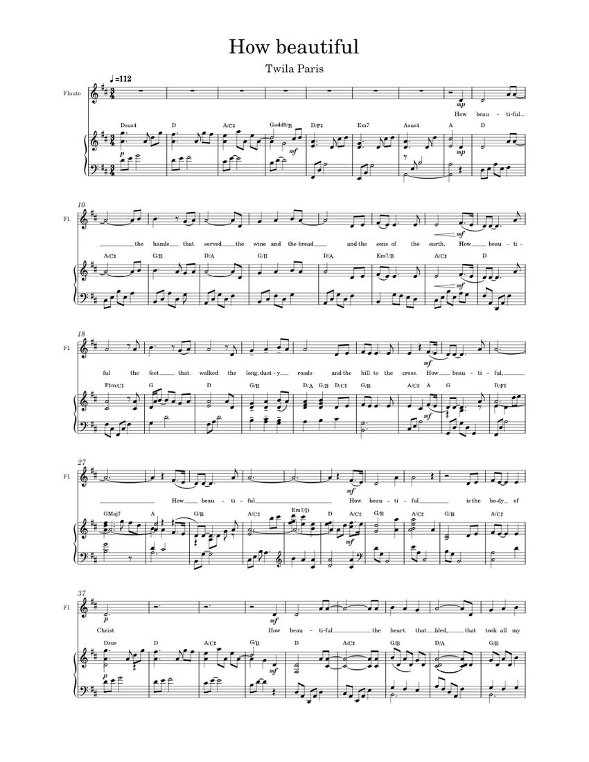 How beautiful Sheet Music for Piano, Flute (Piano-Voice) | MuseScore.com