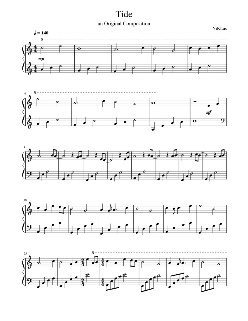 Tide Sheet music for Piano (Solo) Easy | Musescore.com