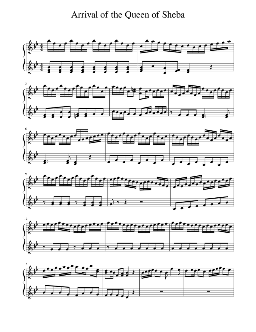 Arrival of the Queen of Sheba Sheet music for Piano (Solo) | Musescore.com