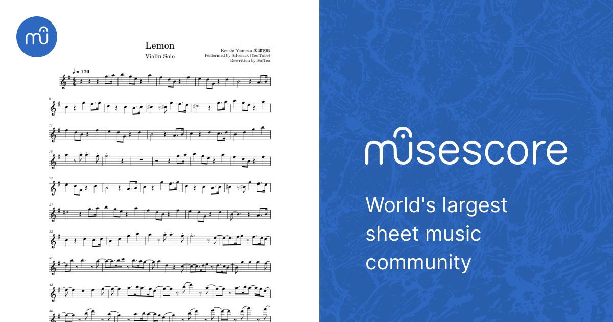 Lemon – Kenshi Yonezu (米津 玄師) - Violin Solo Sheet Music for Violin ...