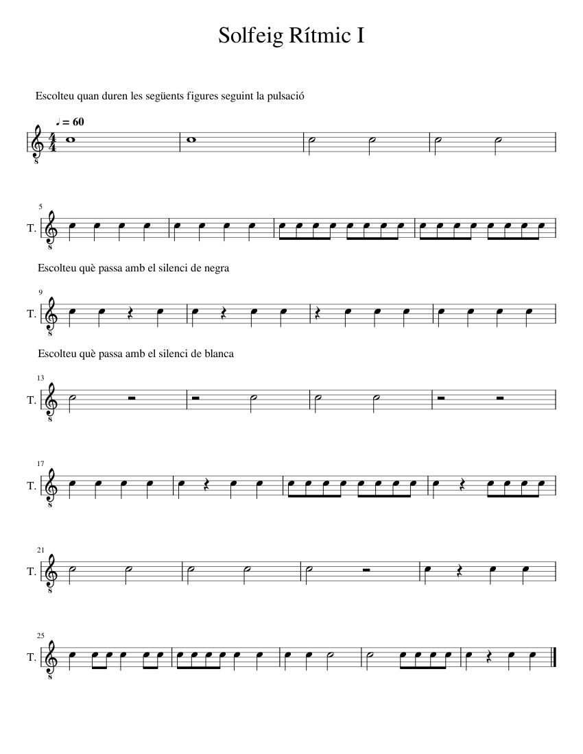 Solfeig rítmic 1 Sheet music for Tenor (Solo) | Musescore.com