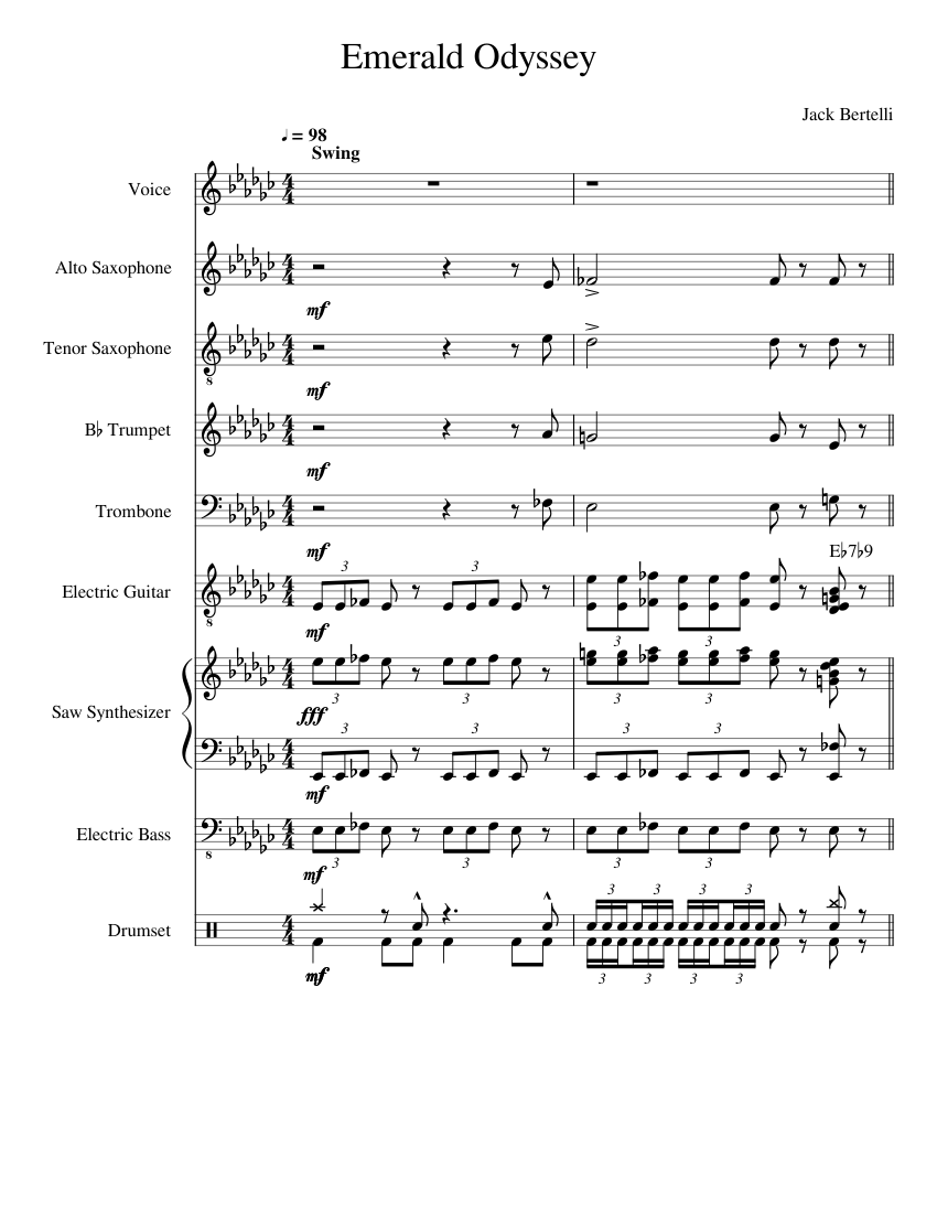 Emerald Odyssey Sheet music for Trombone, Vocals, Saxophone alto ...