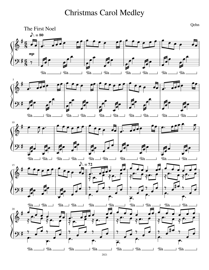 Christmas Carol Medley - Qehn Sheet Music for Piano (Solo) | MuseScore.com