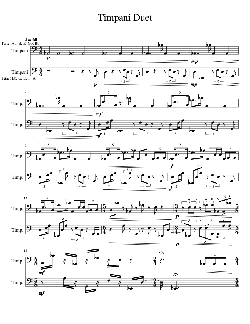 Timpani Duet Sheet music for Timpani (Percussion Duet) | Musescore.com