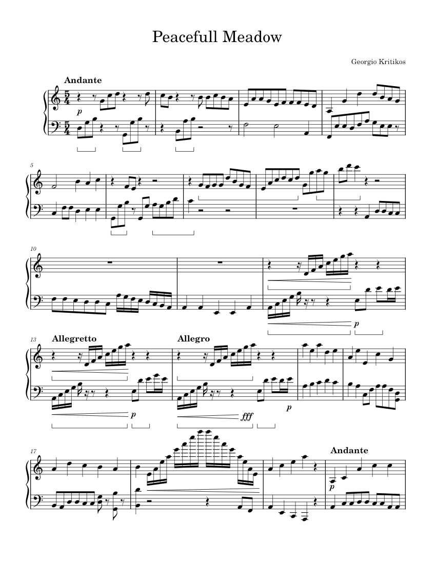 Peacefull Meadow Sheet music for Piano (Solo) | Musescore.com