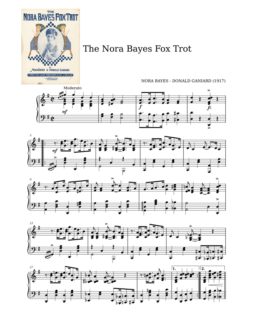 The Nora Bayes Fox Trot by Nora Bayes and Donald Ganiard (1917) Sheet ...
