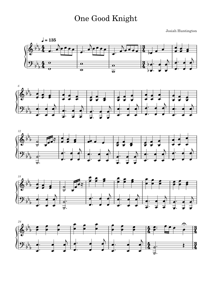 One Good Knight - Josiah Huntington Sheet music for Piano (Solo) Easy ...