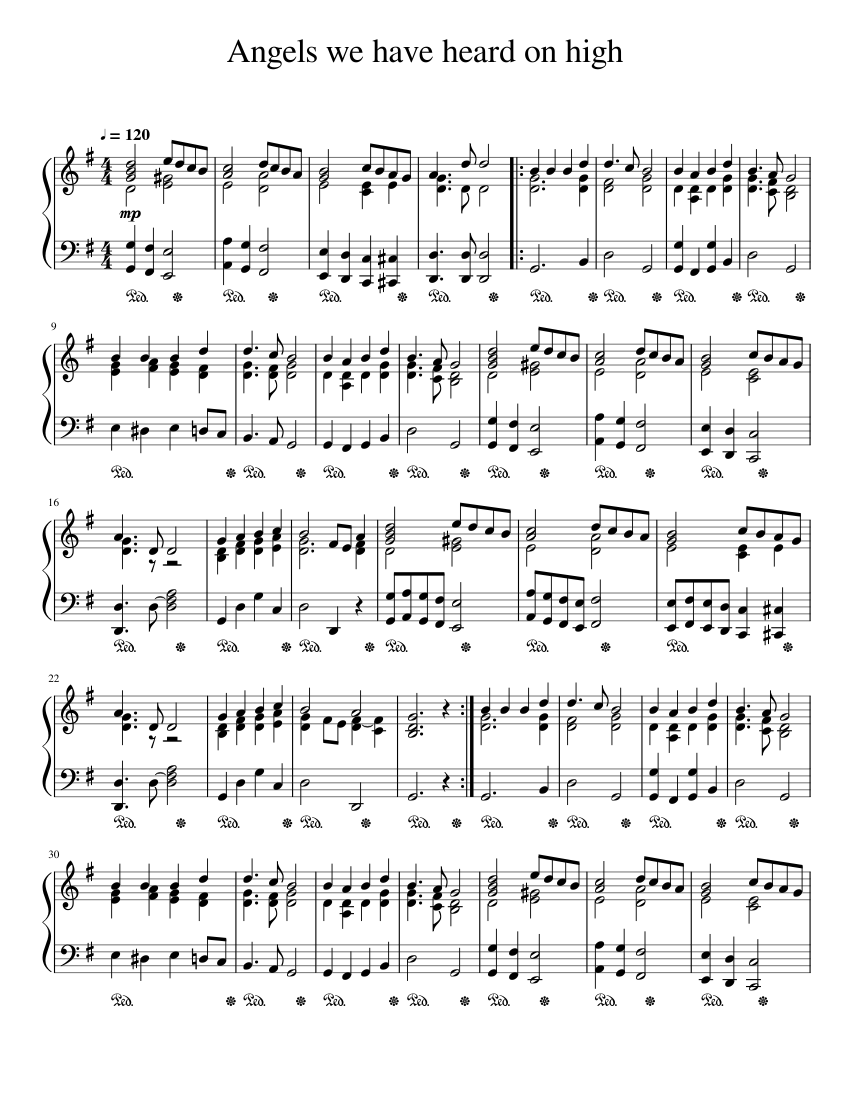 Angels we have heard on high Sheet Music for Piano (Solo) easy ...