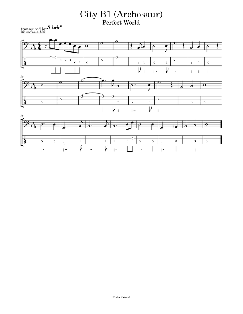 Perfect World - City B1 Archosaur Sheet music for Bass guitar (Solo ...