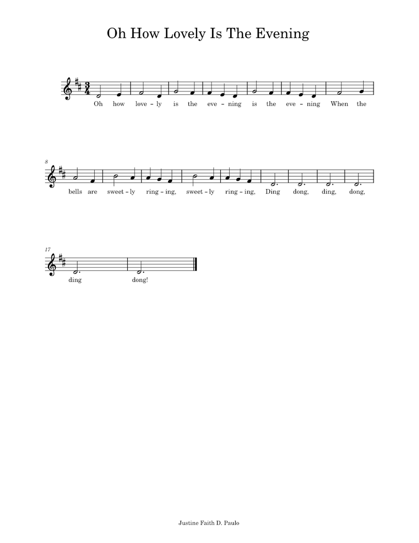 Oh How Lovely Is The Evening – Anonymous Sheet Music for Piano (Solo ...