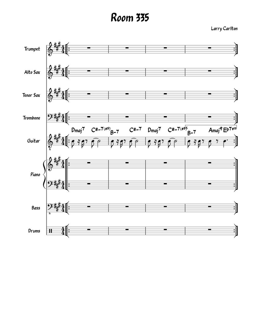 Room 335 Sheet music for Piano, Trombone, Saxophone alto, Saxophone ...