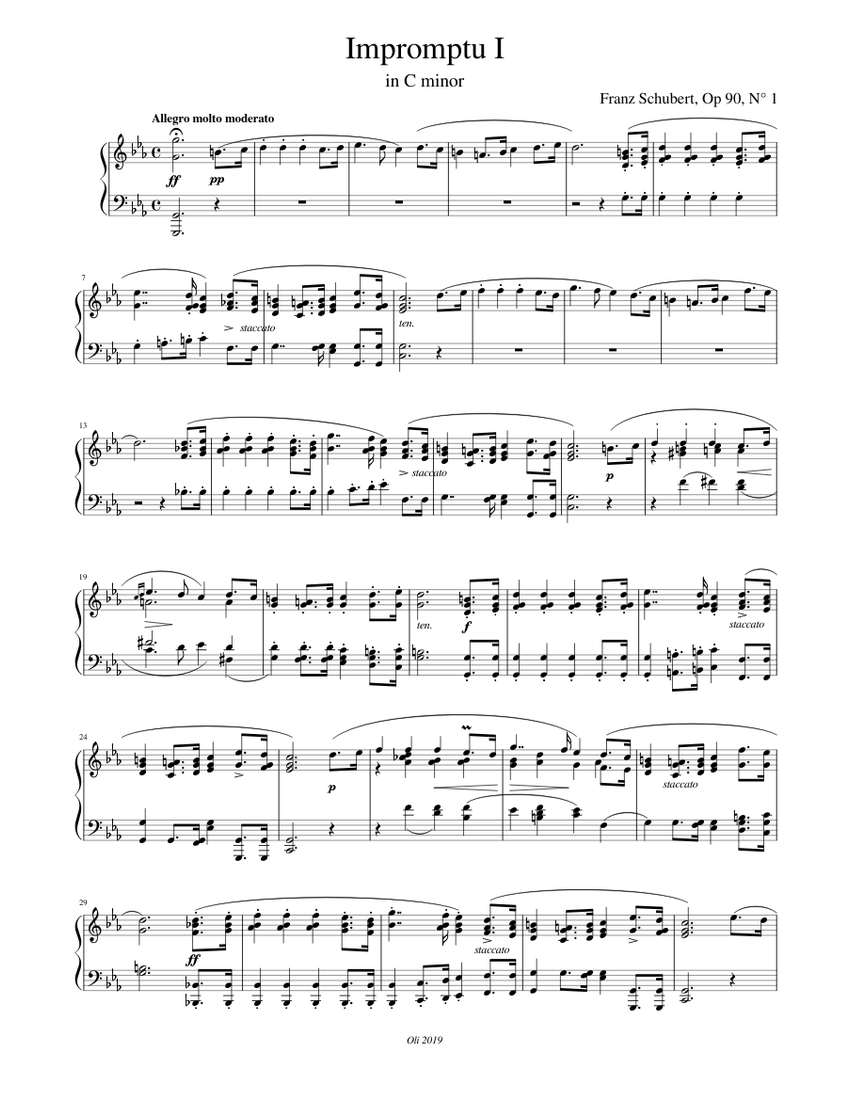 Impromptu in C minor n° 1 Op. 90 Franz Schubert Sheet music for Piano ...