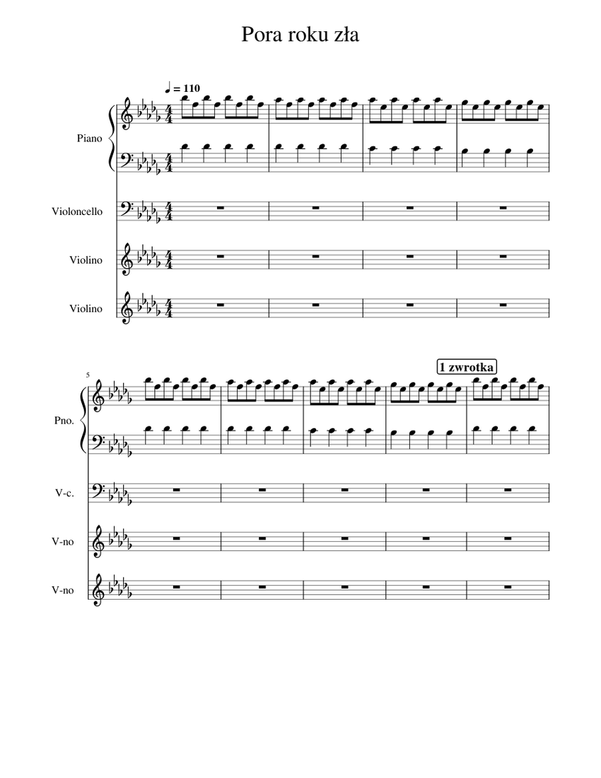 Pora roku zła - sanah Sheet Music for Piano, Violin, Cello (Mixed ...