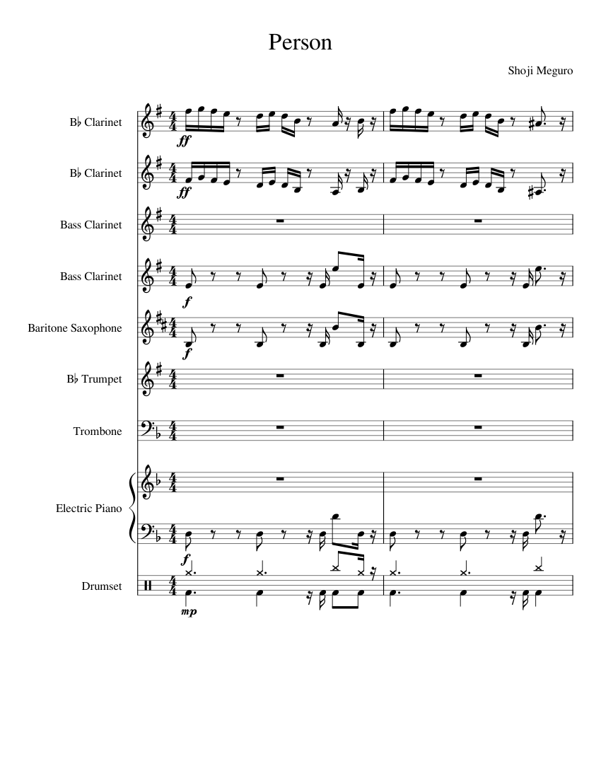 Persona Sheet music for Piano, Trombone, Clarinet in b-flat, Clarinet ...