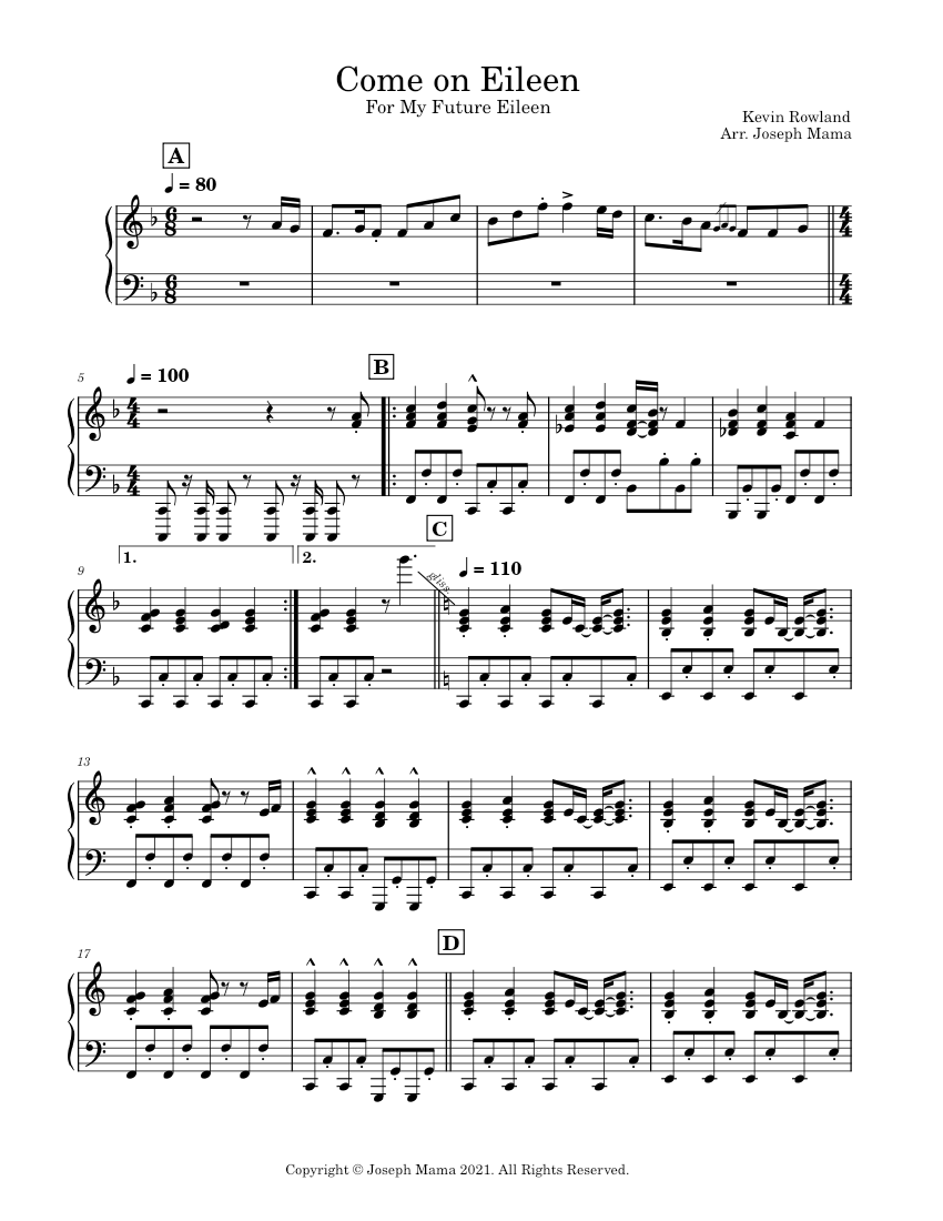 Come on Eileen Sheet music for Piano (Solo) | Musescore.com