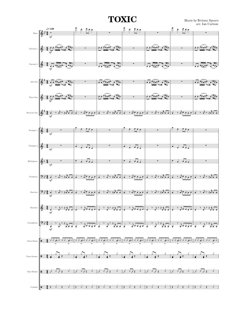Toxic – Britney Spears Toxic Sheet music for Trombone, Flute, Clarinet ...