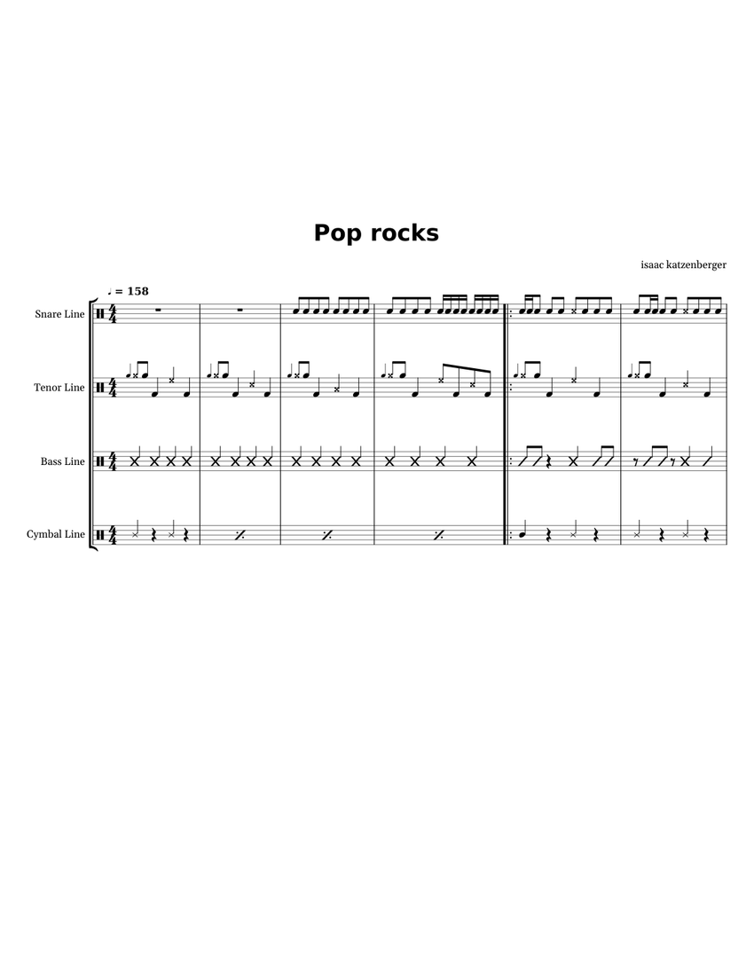 Pop_Rocks Sheet music for Snare drum, Crash, Tenor drum, Bass drum ...