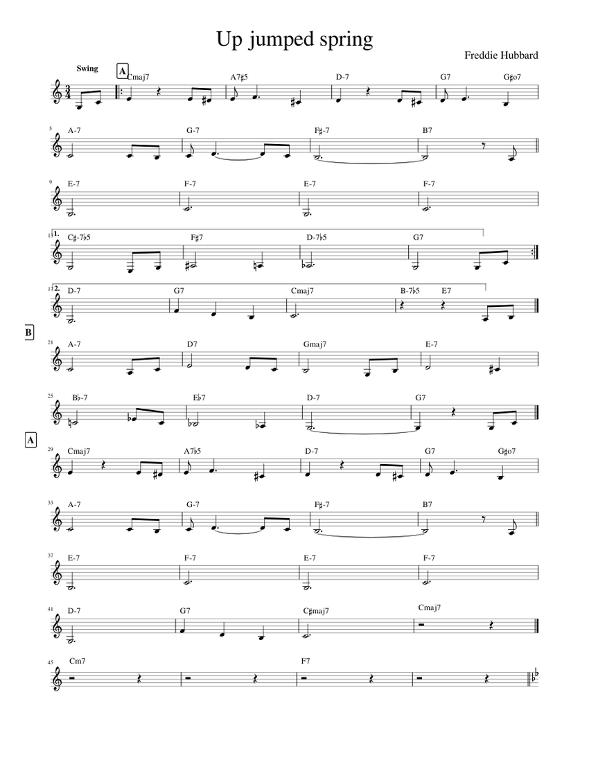 Up Jumped Spring (C) Assolo Anne Ducros Sheet music for Piano (Solo ...