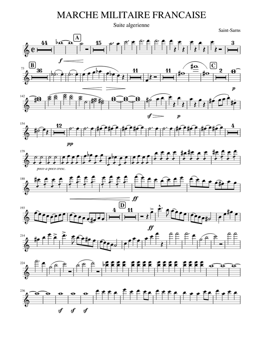 MARCHE MILITAIRE FRANCAISE Sheet Music for Piano (Solo) Easy ...