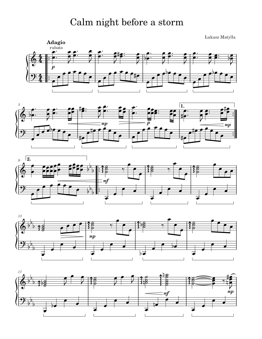 Calm night before a storm Sheet Music for Piano (Solo) | MuseScore.com