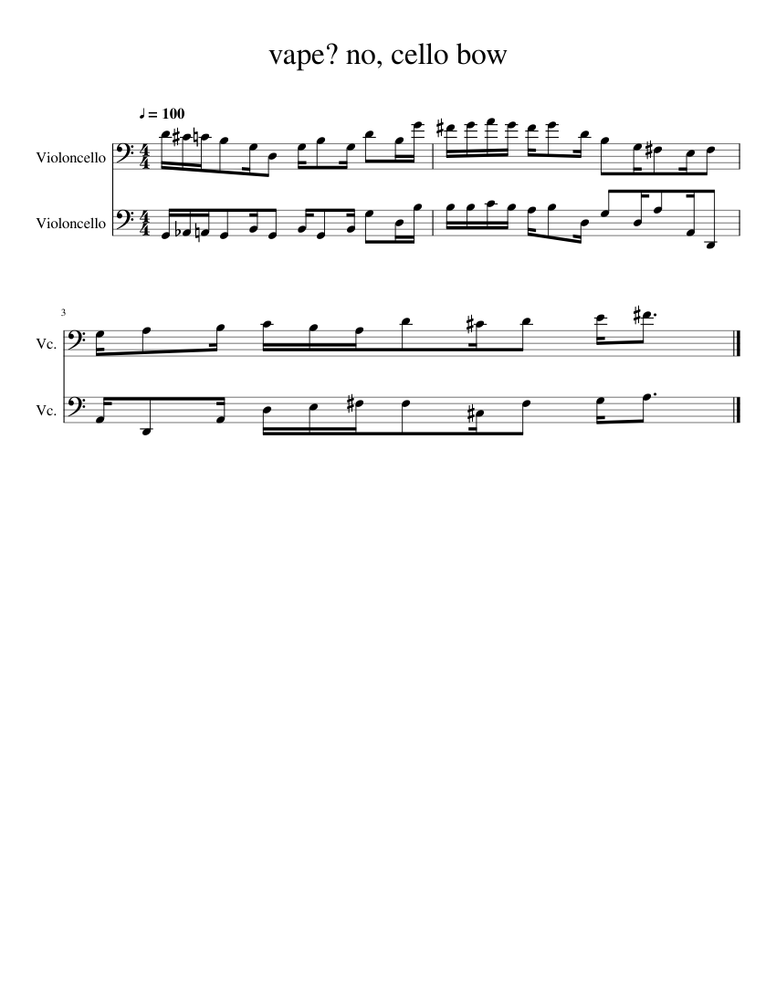vape? no, cello bow (spongebob tiktok) Sheet music for Cello (String ...