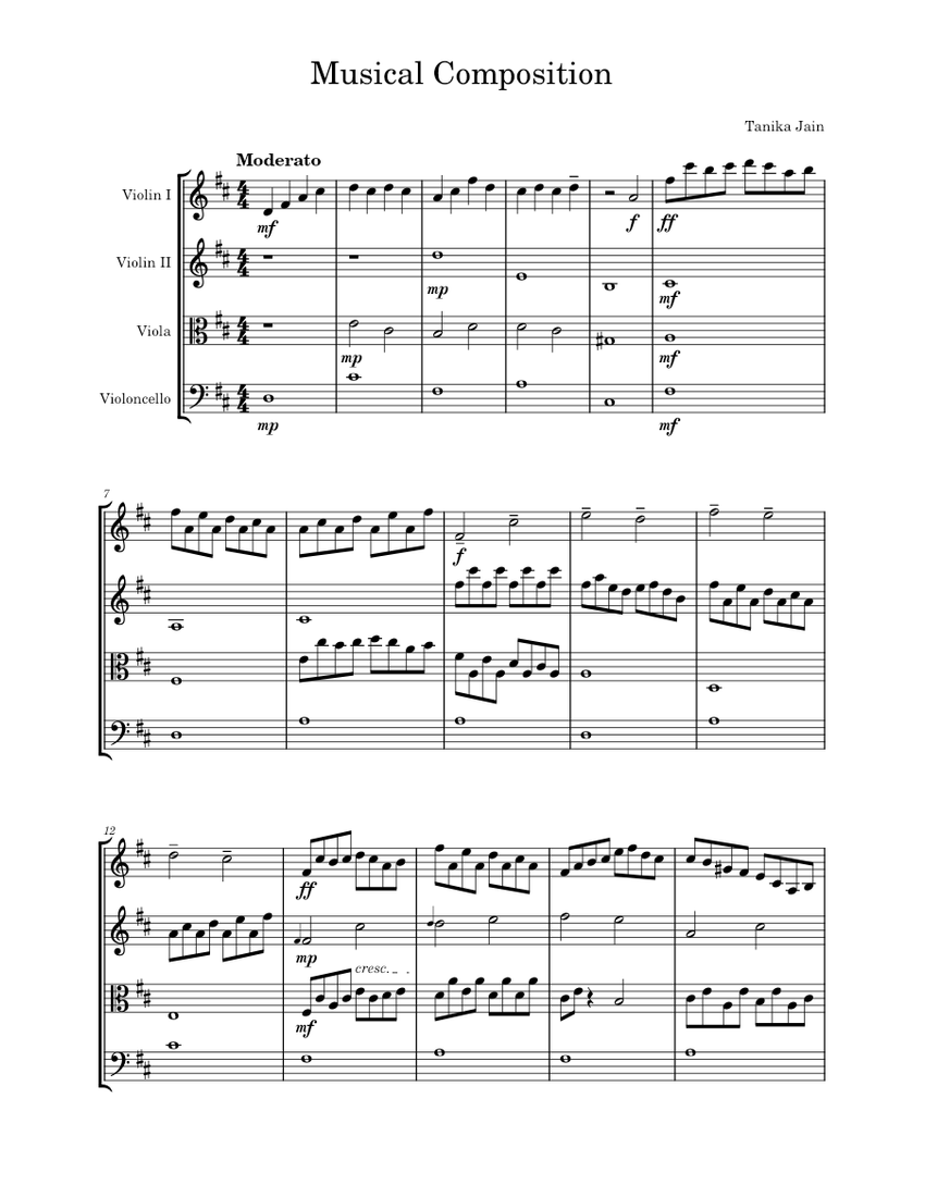 Musical Composition Sheet music for Violin, Viola, Cello (String Quartet) | Musescore.com