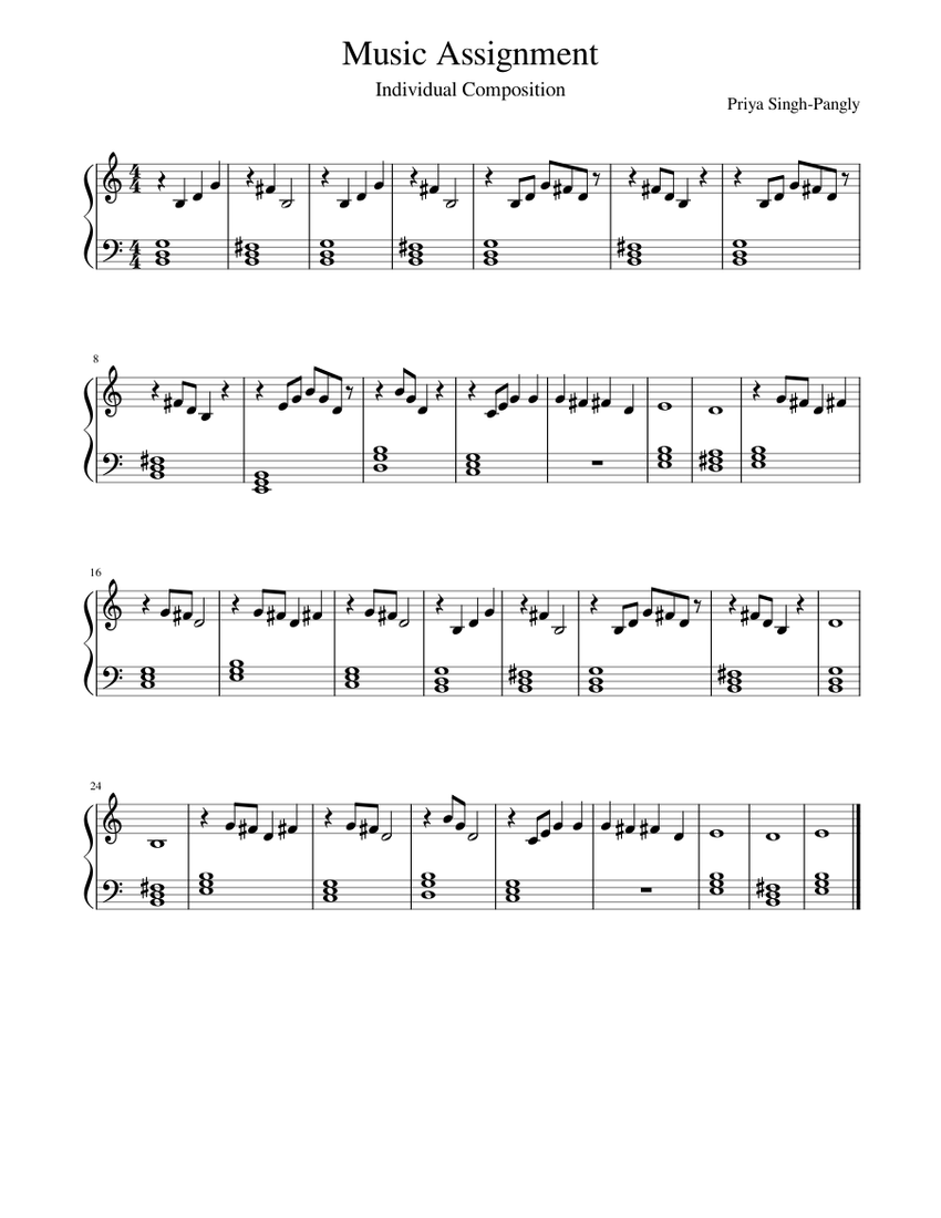 Music_Assignment Sheet music for Piano (Solo) Easy | Musescore.com