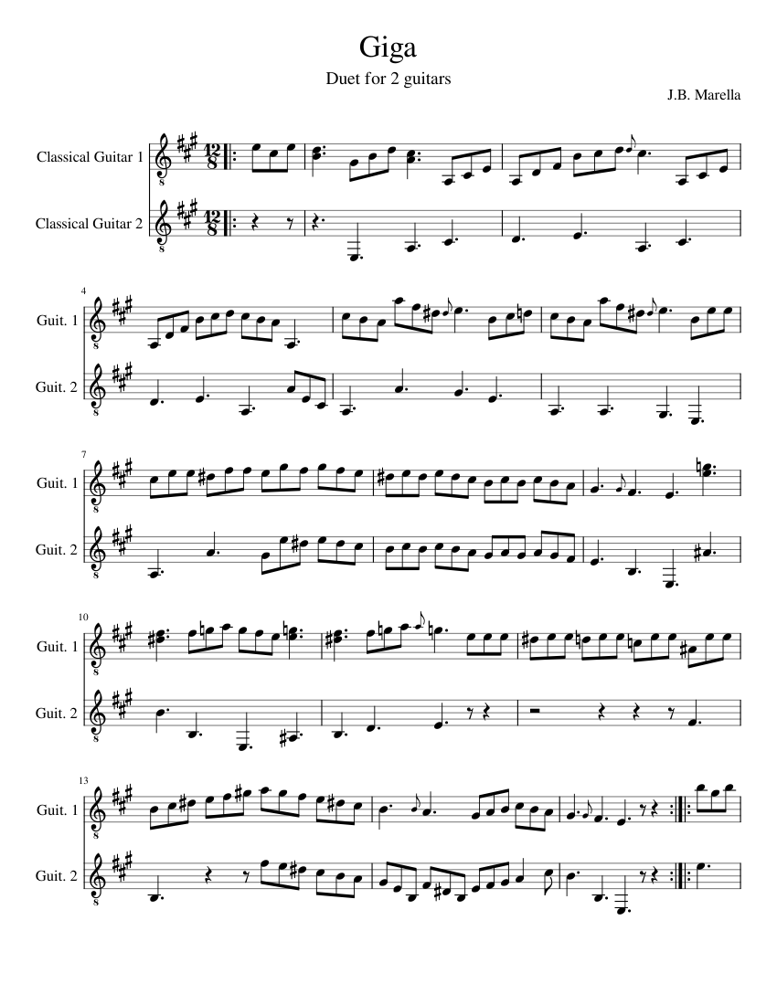 Giga Sheet music for Guitar (Solo) | Musescore.com