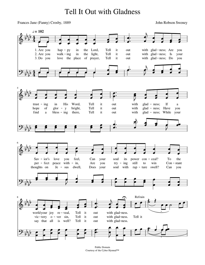 Tell it out with gladness - John R. Sweney Sheet music for Piano (Piano ...