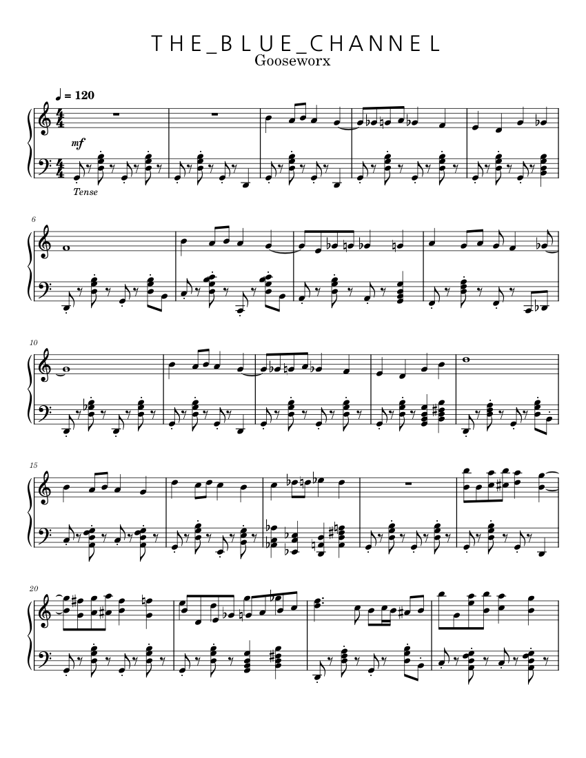 Gooseworx | The_Blue_Channel Sheet Music for Piano (Solo) | MuseScore.com