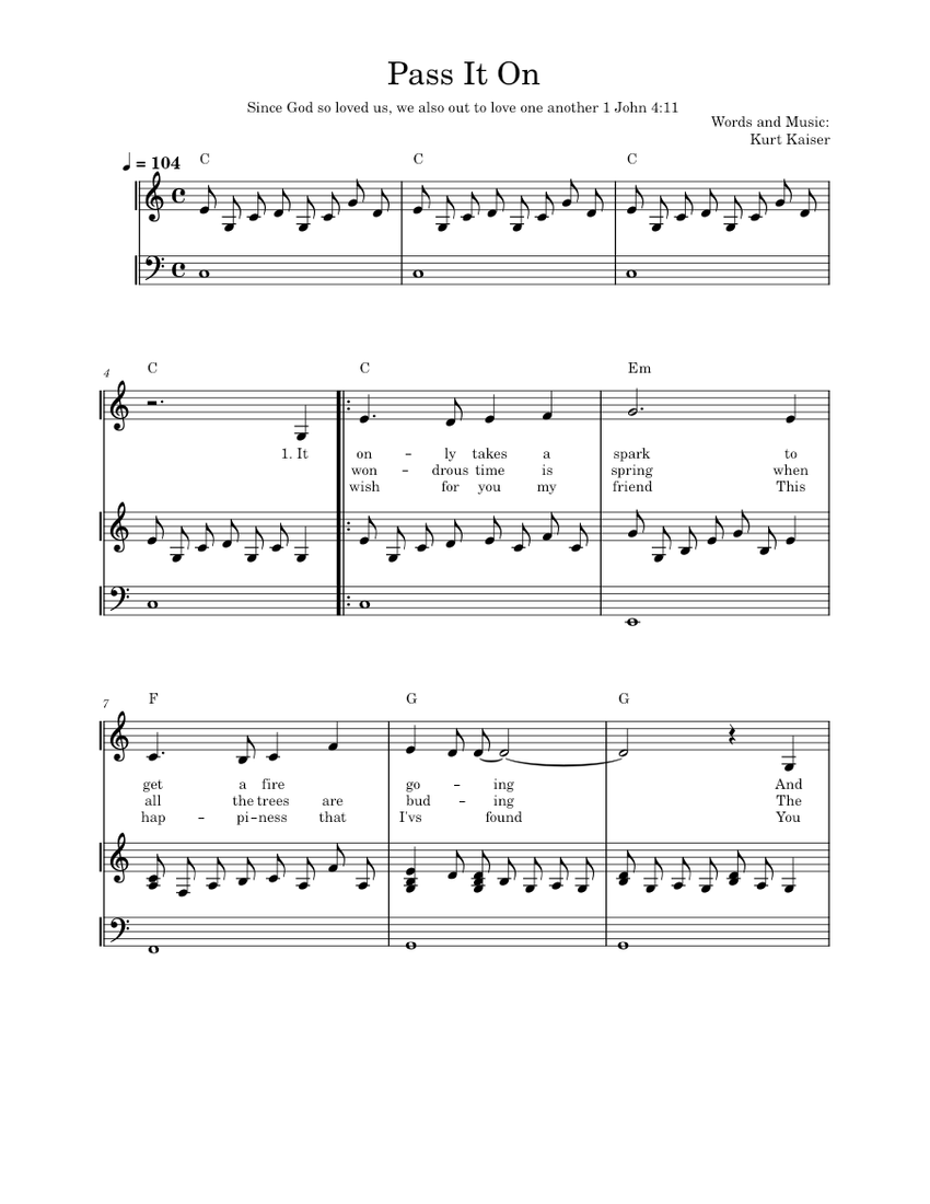 Pass It On Sheet music for Piano (Mixed Trio) | Musescore.com