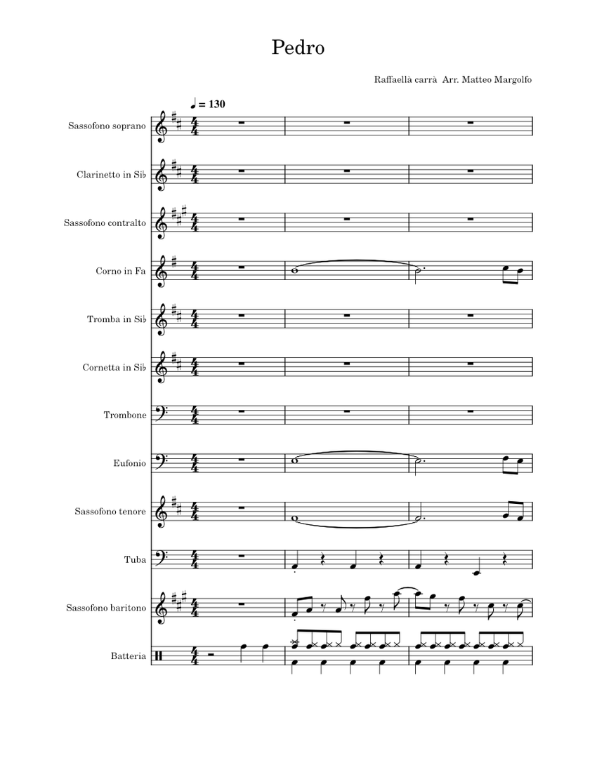 Pedro – Raffaella Carrà Pedro - Raffaella Carrà, Arr. Matteo Margolfo Sheet music for Trombone ...