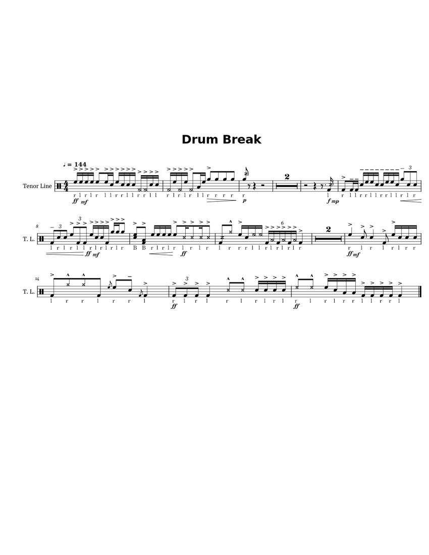 Drum Break Sheet music for Tenor drum (Solo) | Musescore.com