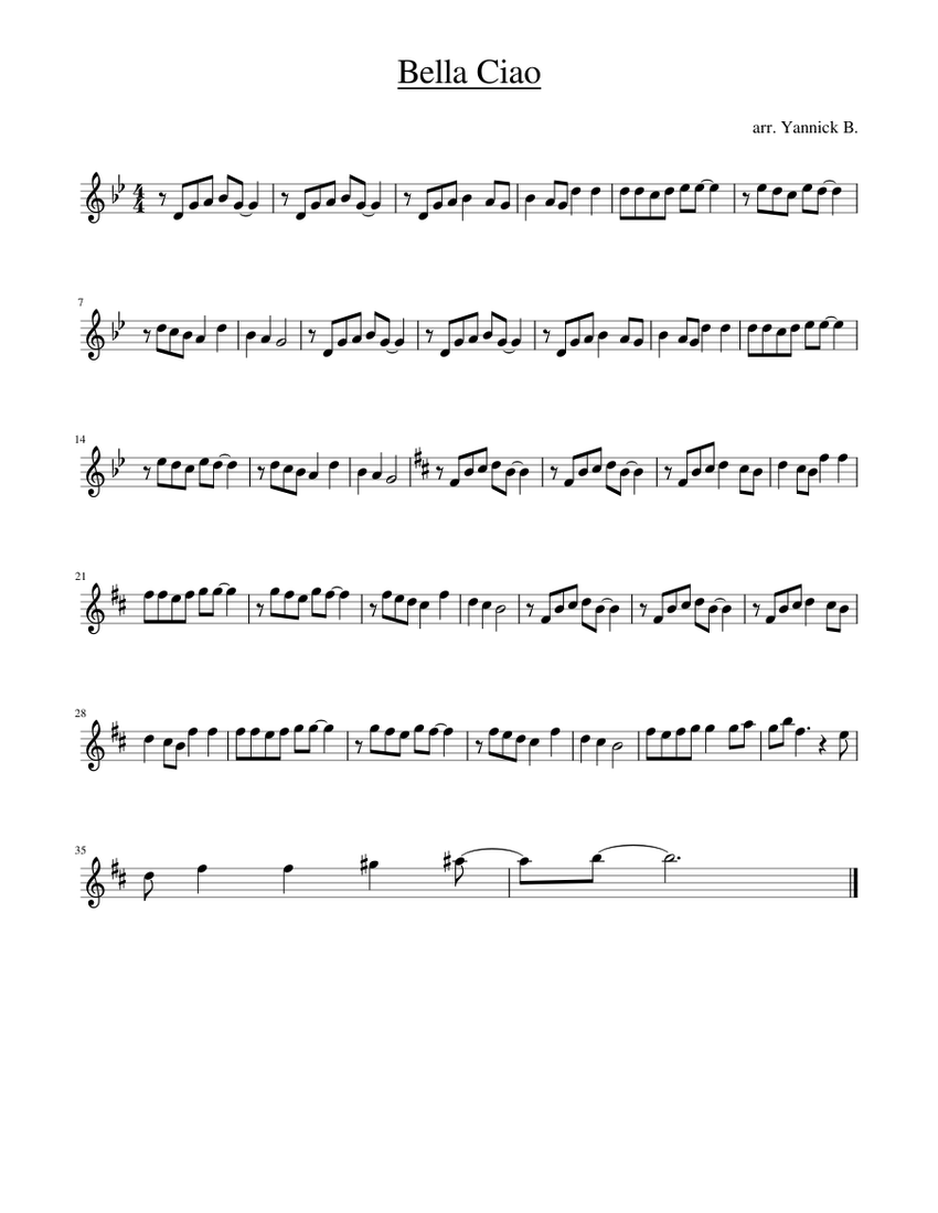 Bella ciao Sheet Music for Trumpet in b-flat (Solo) | MuseScore.com