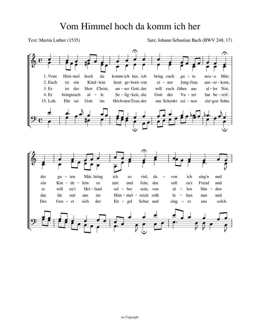 Vom Himmel hoch da komm ich her - Johann Sebastian Bach - piano tutorial