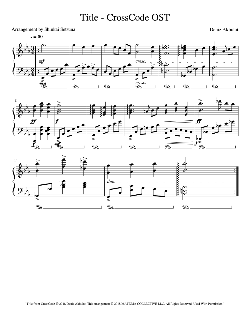 Title - CrossCode OST Sheet music for Piano (Solo) | Musescore.com