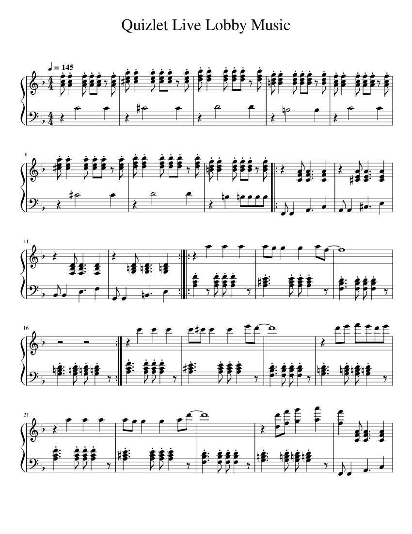 Quizlet Live Lobby music Sheet Music for Piano (Solo) | MuseScore.com