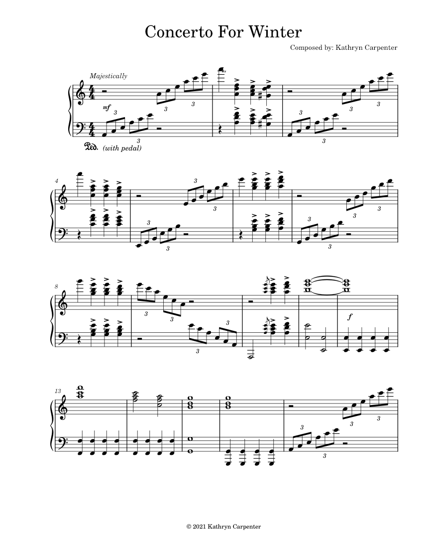 Concerto for Winter Sheet Music for Piano (Solo) | MuseScore.com
