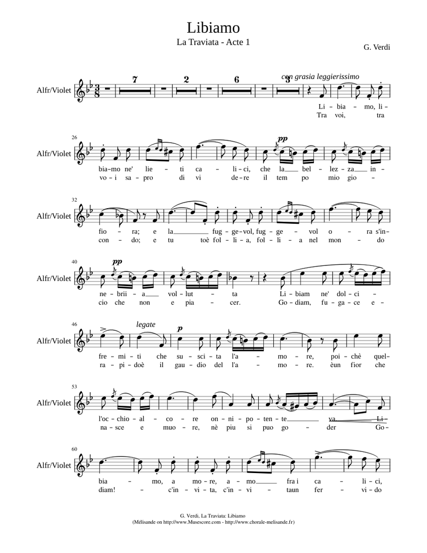 Libiamo Sheet music for Piano (Solo) | Musescore.com