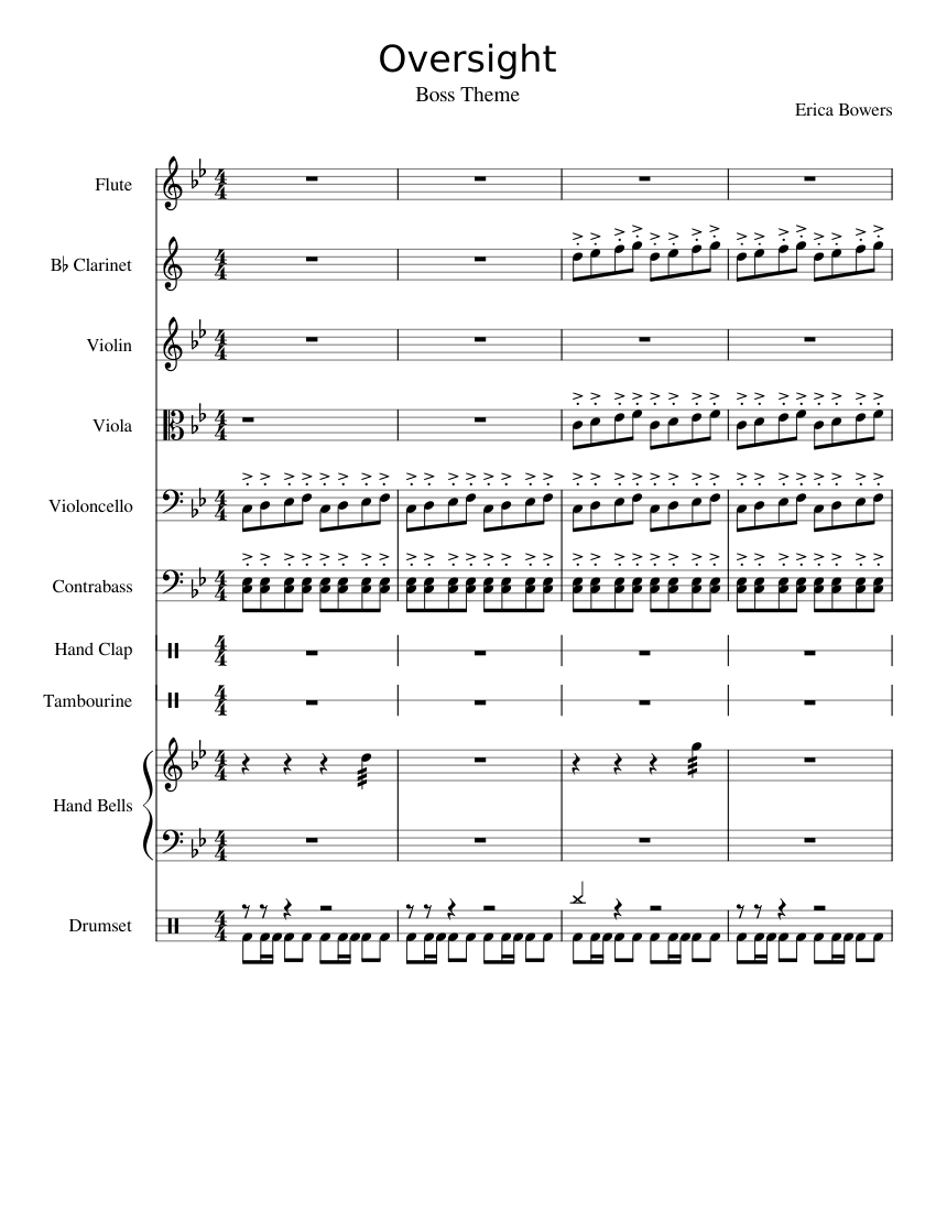 Oversight Sheet Music for Tambourine, Flute, Clarinet in b-flat ...