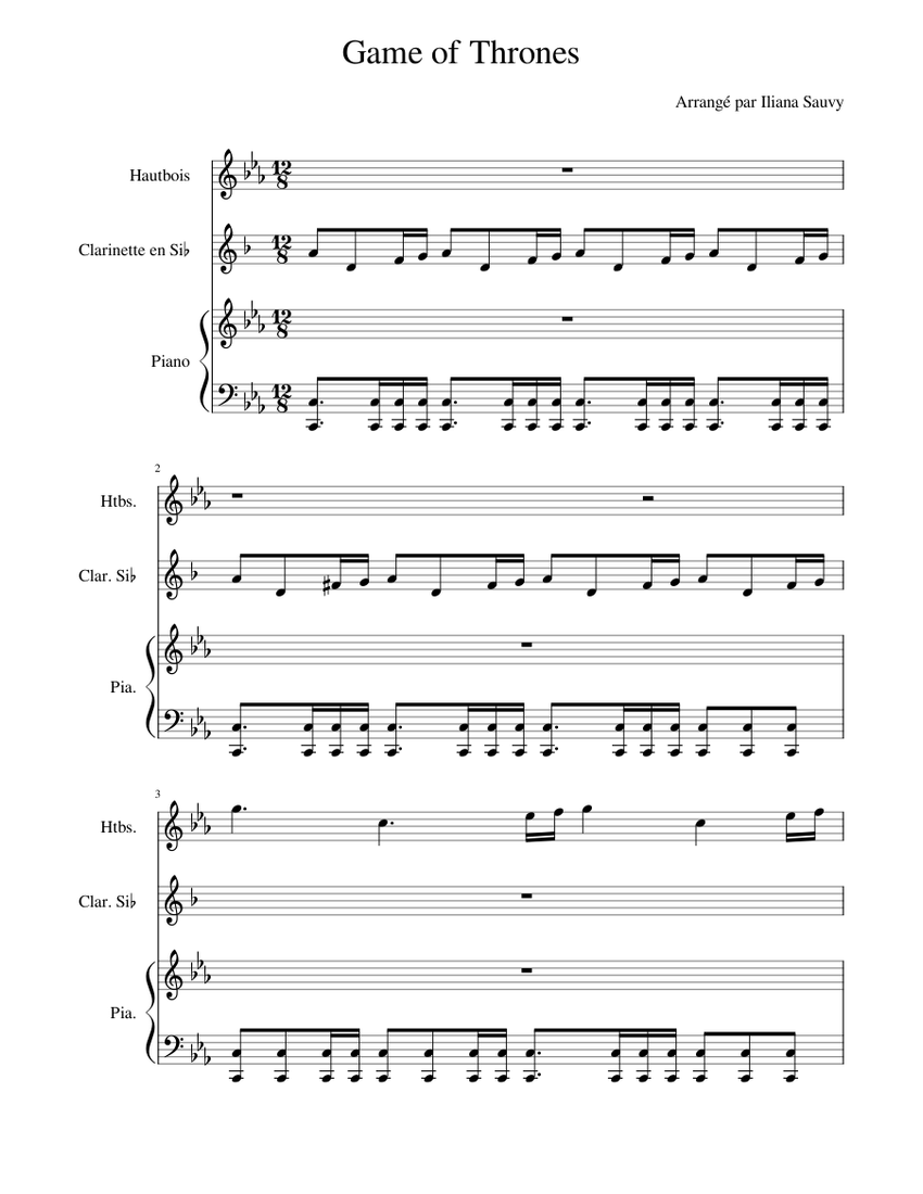 Game Of Thrones Theme – Ramin Djawadi Games of Throne Sheet music for ...