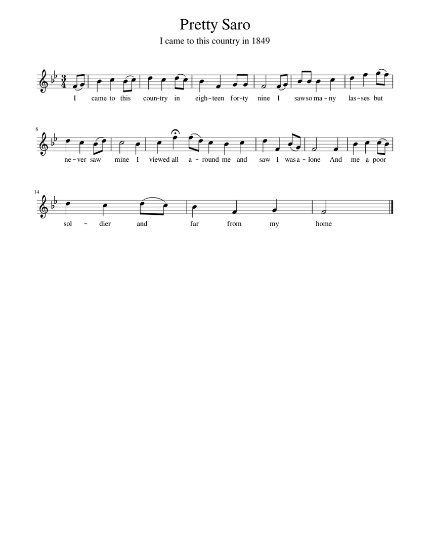 Pretty Saro Sheet music for Piano (Solo) | Musescore.com