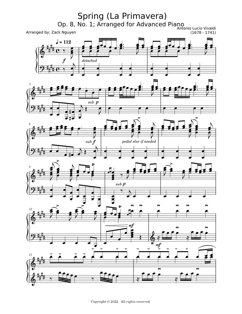 The Four Seasons (Spring) – Antonio Vivaldi Concert №1 in E, op. 8, RV ...