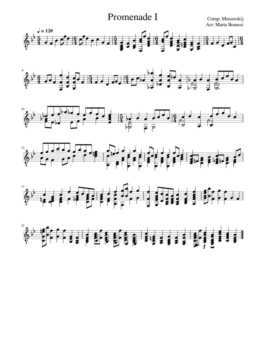 Pictures at an Exhibition – Modest Mussorgsky Promenade I Sheet Music ...