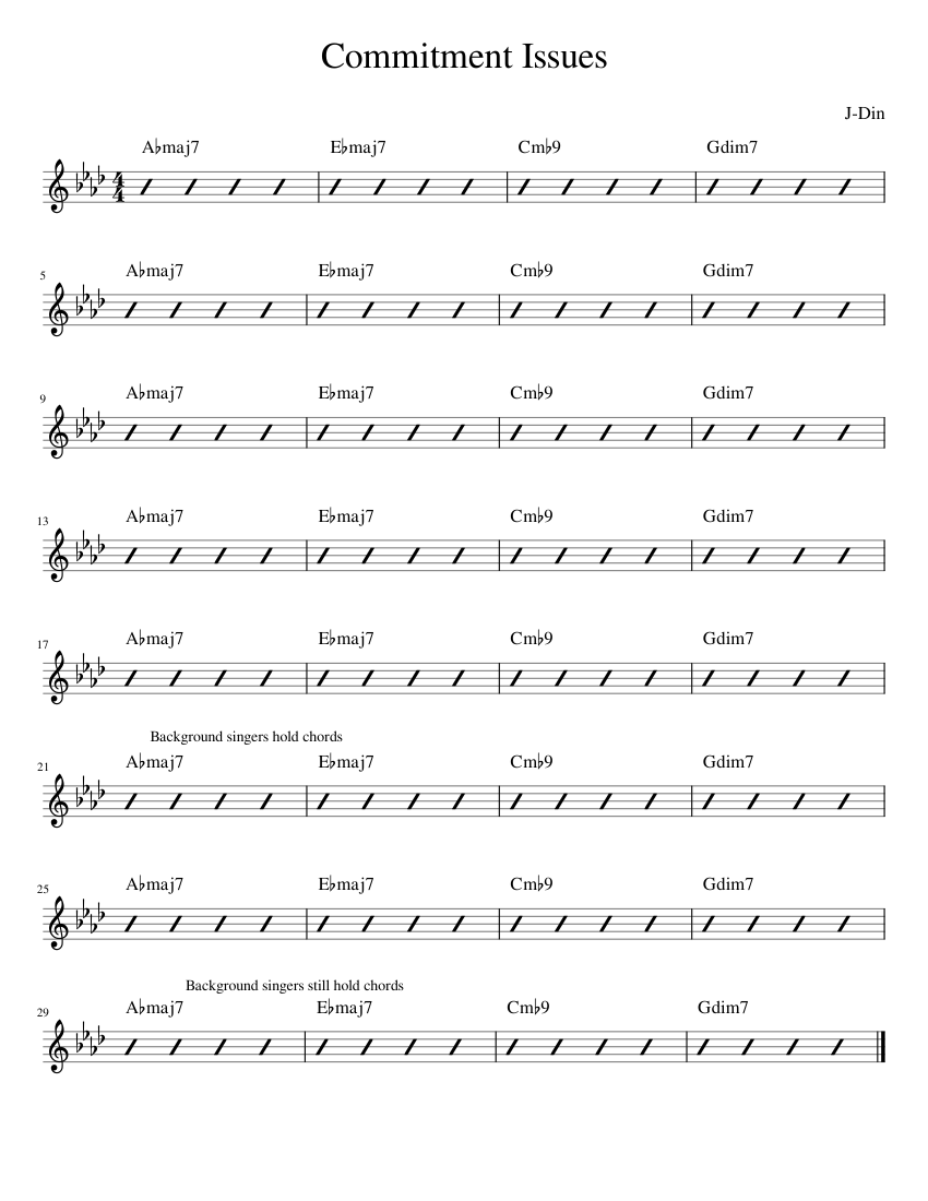 Commitment Issues non-guitar Chord Chart Sheet music for Piano (Piano ...