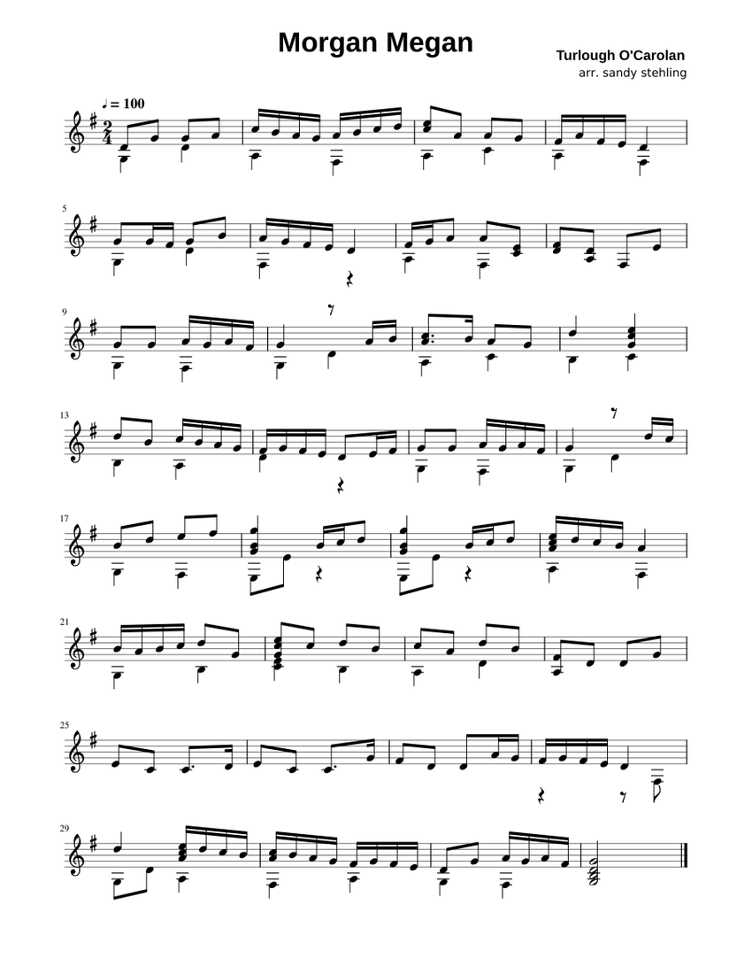 Carolan - Morgan Megan Sheet Music for Bouzouki (Solo) | MuseScore.com