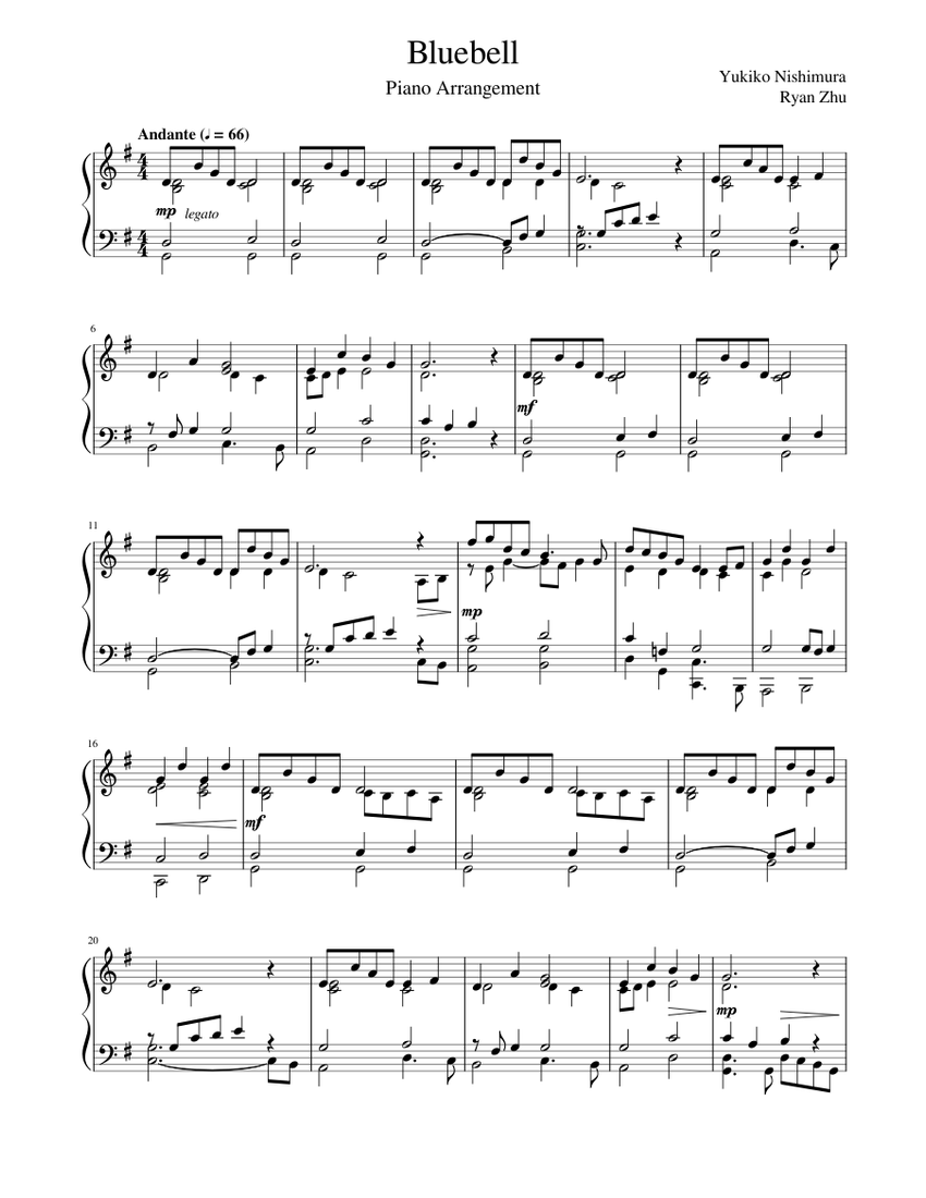 Bluebell Sheet Music for Piano (Solo) | MuseScore.com