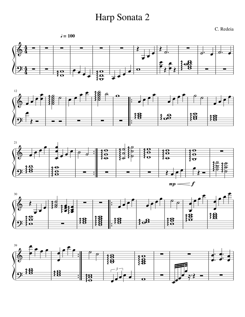 Harp Sonata 2 Sheet music for Harp (Solo) | Musescore.com