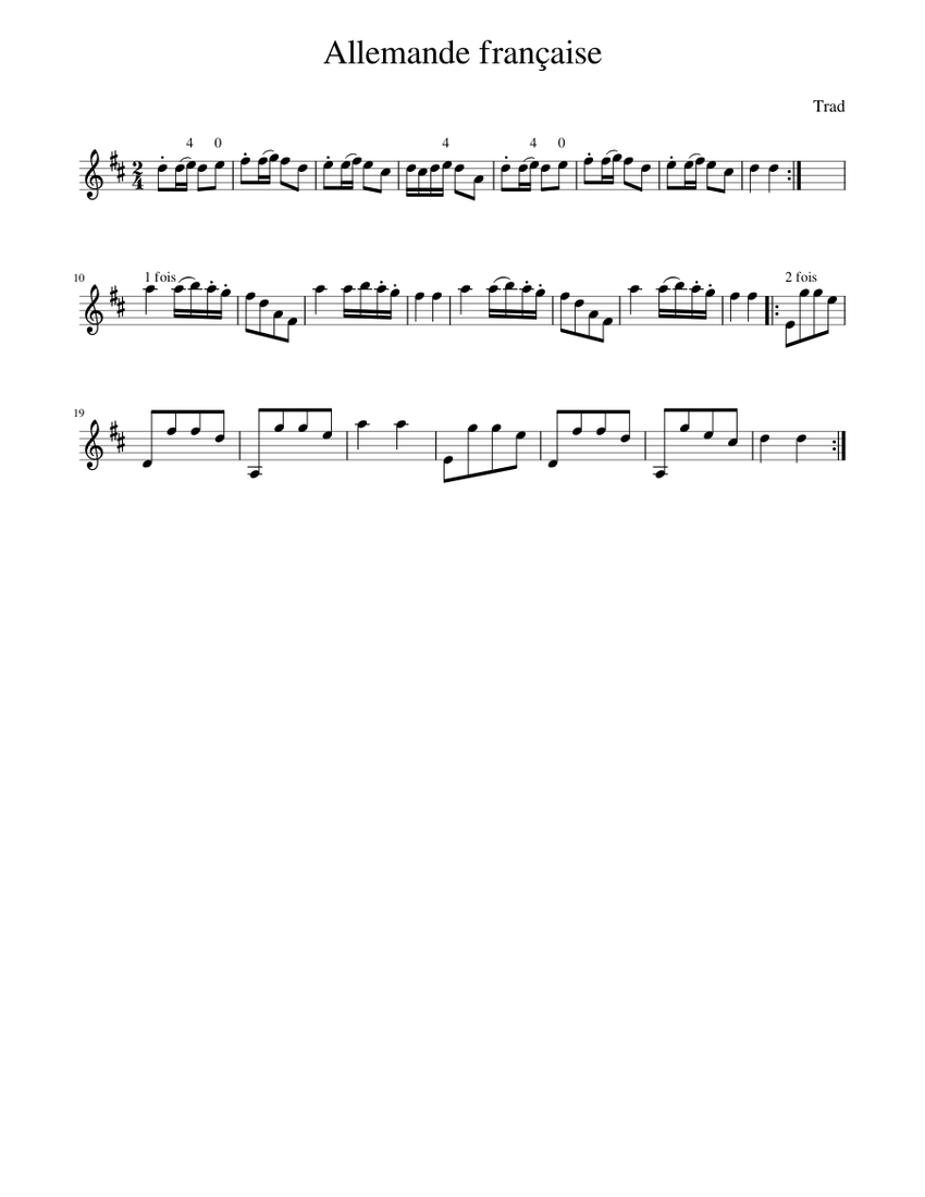 Traditional music - Allemande française Sheet music for Piano (Solo ...